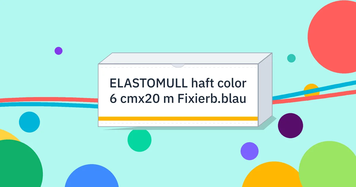 Symbolbild: Packung mit der Aufschrift ELASTOMULL haft color 6 cmx20 m Fixierb.blau (PZN 18913474) – Verfügbarkeit und Bezug in Apotheken in Frankfurt am Main