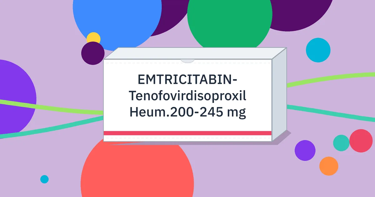 Symbolbild: Packung mit der Aufschrift EMTRICITABIN-Tenofovirdisoproxil Heum.200-245 mg (PZN 14215017) – Verfügbarkeit und Bezug in Apotheken in Frankfurt am Main