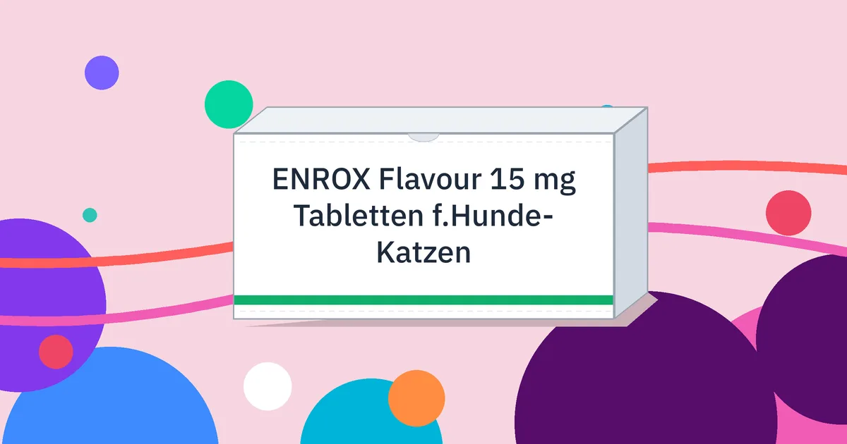 Symbolbild: Packung mit der Aufschrift ENROX Flavour 15 mg Tabletten f.Hunde-Katzen (PZN 05481688) – Verfügbarkeit und Bezug in Apotheken in Frankfurt am Main