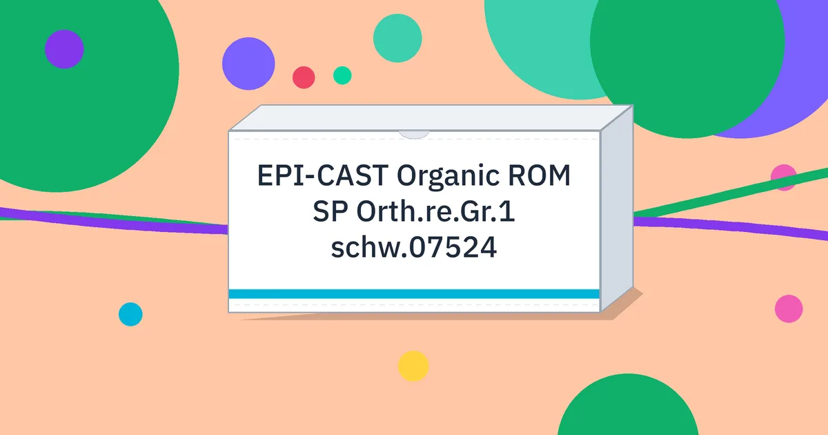 Symbolbild: Packung mit der Aufschrift EPI-CAST Organic ROM SP Orth.re.Gr.1 schw.07524 (PZN 20835310) – Verfügbarkeit und Bezug in Apotheken in Frankfurt am Main
