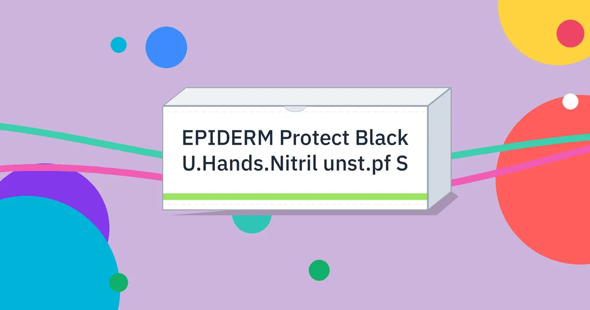 Symbolbild: Packung mit der Aufschrift EPIDERM Protect Black U.Hands.Nitril unst.pf S (PZN 17896667) – Verfügbarkeit und Bezug in Apotheken in Frankfurt am Main