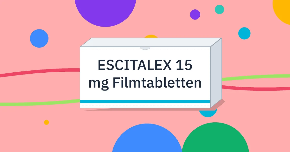 Symbolbild: Packung mit der Aufschrift ESCITALEX 15 mg Filmtabletten (PZN 10399836) – Verfügbarkeit und Bezug in Apotheken in Frankfurt am Main