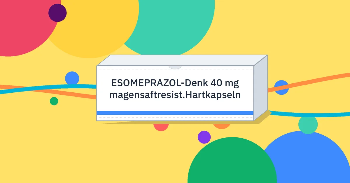 Symbolbild: Packung mit der Aufschrift ESOMEPRAZOL-Denk 40 mg magensaftresist.Hartkapseln (PZN 19844249) – Verfügbarkeit und Bezug in Apotheken in Frankfurt am Main