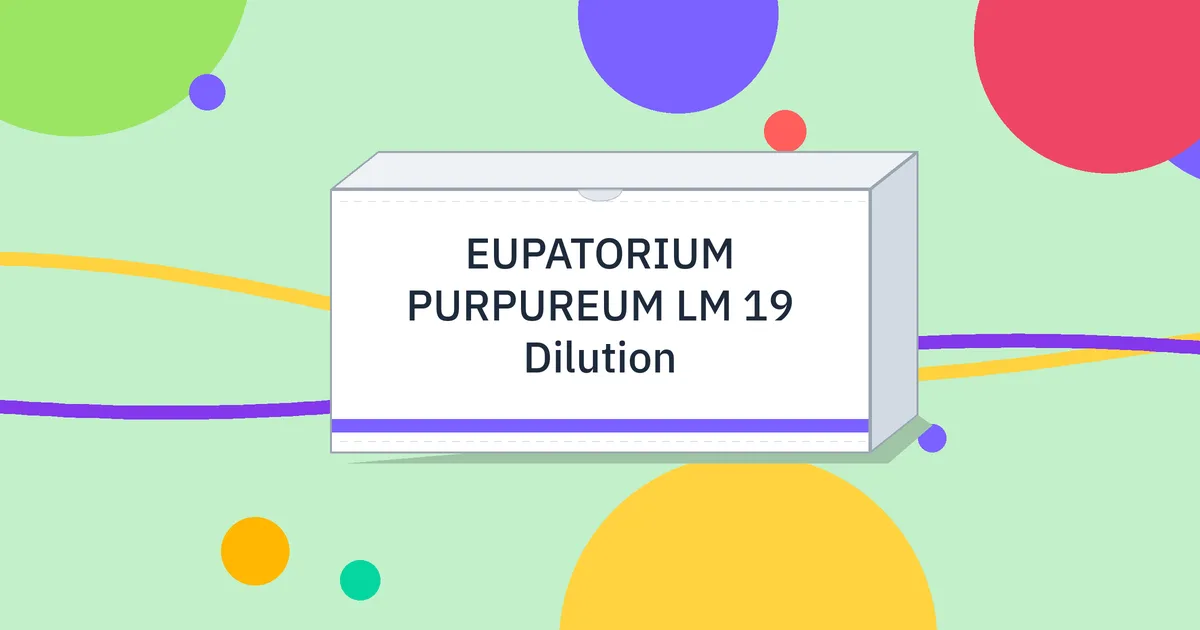 Symbolbild: Packung mit der Aufschrift EUPATORIUM PURPUREUM LM 19 Dilution (PZN 13481461) – Verfügbarkeit und Bezug in Apotheken in Frankfurt am Main