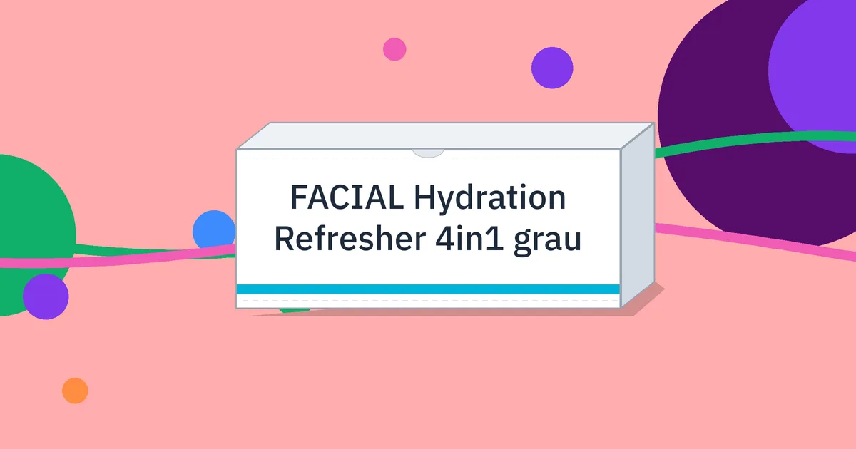 Symbolbild: Packung mit der Aufschrift FACIAL Hydration Refresher 4in1 grau (PZN 18806011) – Verfügbarkeit und Bezug in Apotheken in Frankfurt am Main
