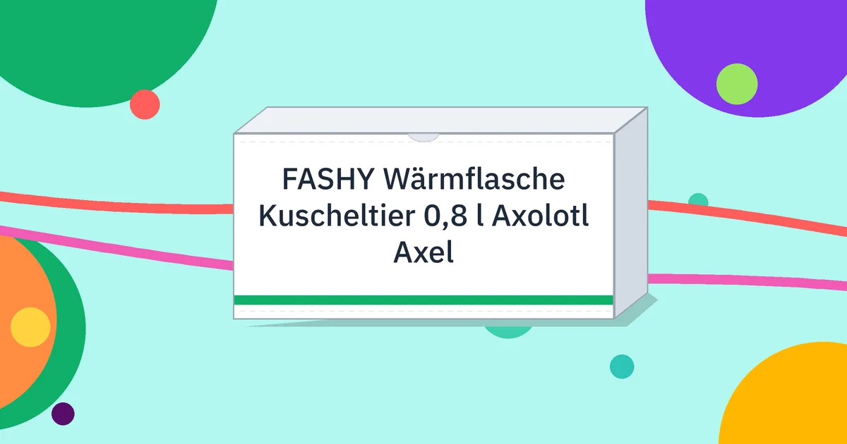 Symbolbild: Packung mit der Aufschrift FASHY Wärmflasche Kuscheltier 0,8 l Axolotl Axel (PZN 19136972) – Verfügbarkeit und Bezug in Apotheken in Frankfurt am Main