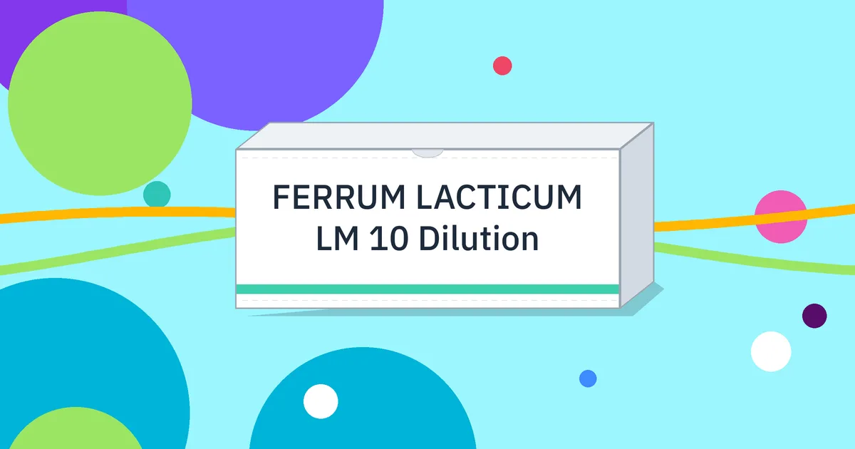 Symbolbild: Packung mit der Aufschrift FERRUM LACTICUM LM 10 Dilution (PZN 12849367) – Verfügbarkeit und Bezug in Apotheken in Frankfurt am Main