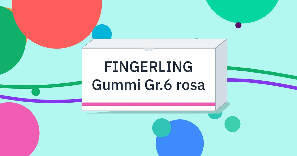 Symbolbild: Packung mit der Aufschrift FINGERLING Gummi Gr.6 rosa (PZN 01726963) – Verfügbarkeit und Bezug in Apotheken in Frankfurt am Main