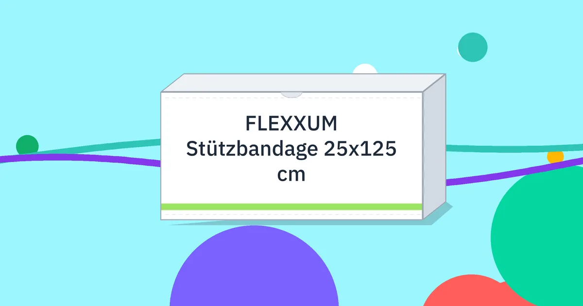 Symbolbild: Packung mit der Aufschrift FLEXXUM Stützbandage 25x125 cm (PZN 01317638) – Verfügbarkeit und Bezug in Apotheken in Frankfurt am Main