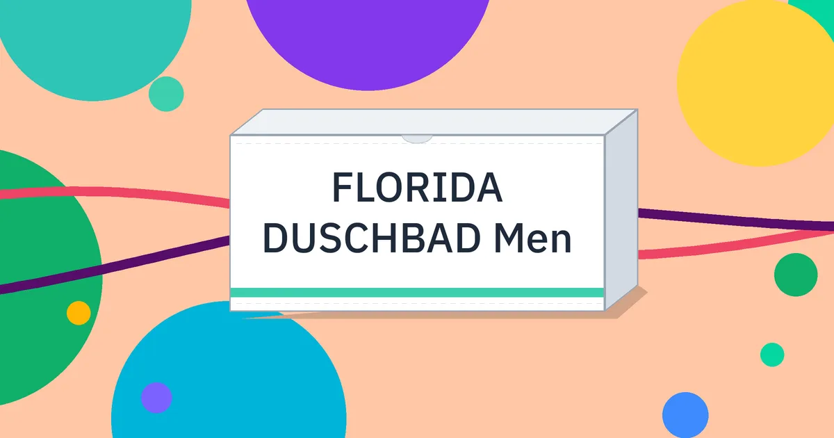 Symbolbild: Packung mit der Aufschrift FLORIDA DUSCHBAD Men (PZN 08706231) – Verfügbarkeit und Bezug in Apotheken in Frankfurt am Main