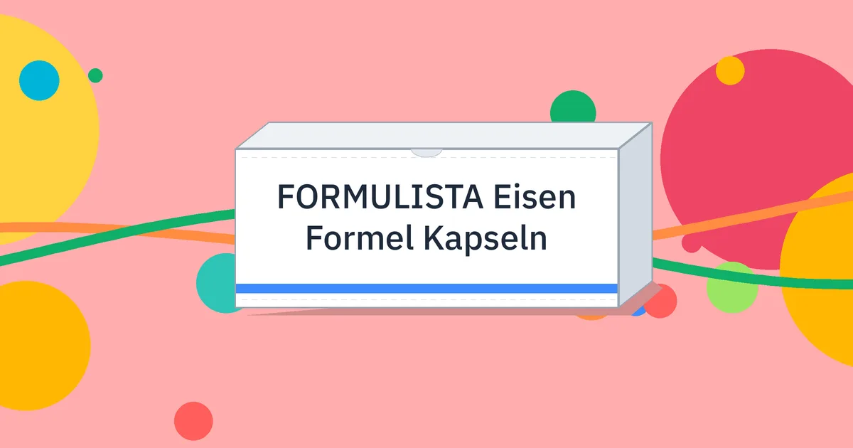 Symbolbild: Packung mit der Aufschrift FORMULISTA Eisen Formel Kapseln (PZN 15610483) – Verfügbarkeit und Bezug in Apotheken in Frankfurt am Main