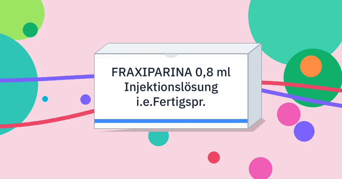 Symbolbild: Packung mit der Aufschrift FRAXIPARINA 0,8 ml Injektionslösung i.e.Fertigspr. (PZN 02561665) – Verfügbarkeit und Bezug in Apotheken in Frankfurt am Main