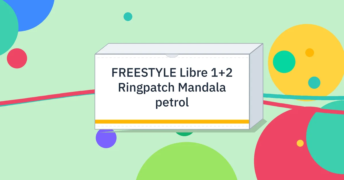 Symbolbild: Packung mit der Aufschrift FREESTYLE Libre 1+2 Ringpatch Mandala petrol (PZN 19864714) – Verfügbarkeit und Bezug in Apotheken in Frankfurt am Main