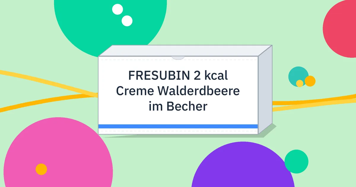 Symbolbild: Packung mit der Aufschrift FRESUBIN 2 kcal Creme Walderdbeere im Becher (PZN 11590795) – Verfügbarkeit und Bezug in Apotheken in Frankfurt am Main