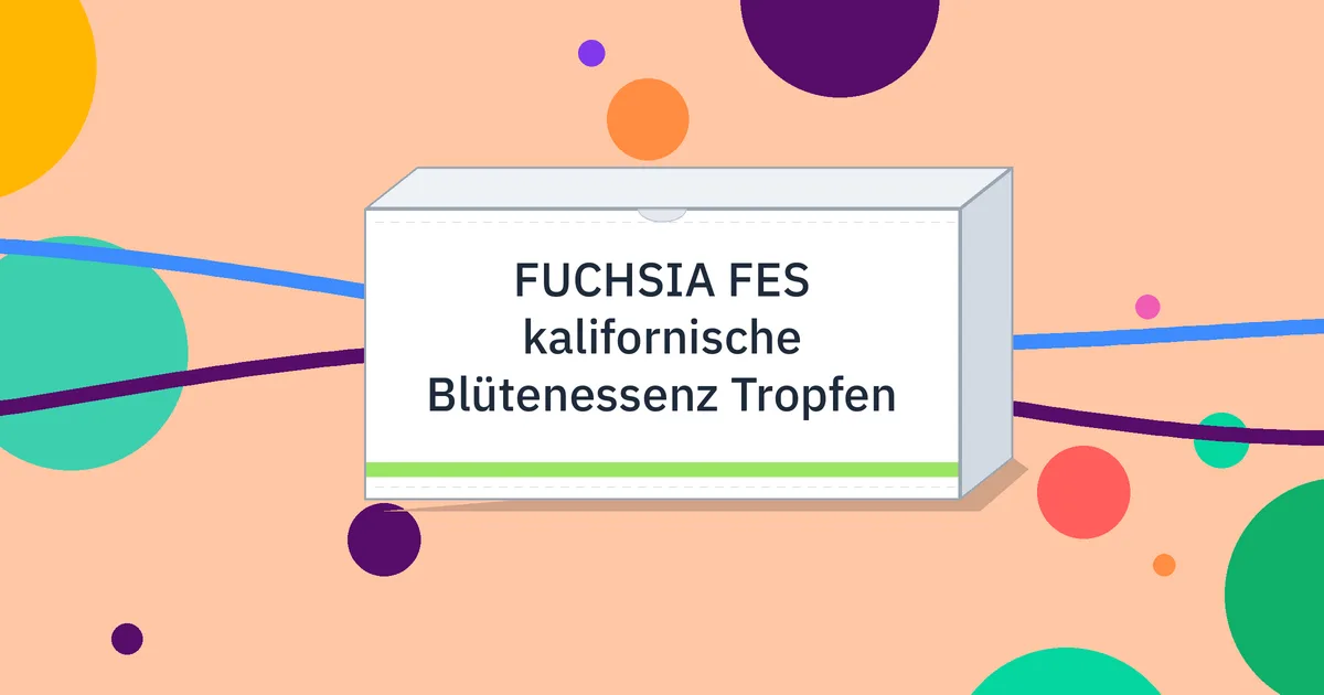 Symbolbild: Packung mit der Aufschrift FUCHSIA FES kalifornische Blütenessenz Tropfen (PZN 09173392) – Verfügbarkeit und Bezug in Apotheken in Frankfurt am Main