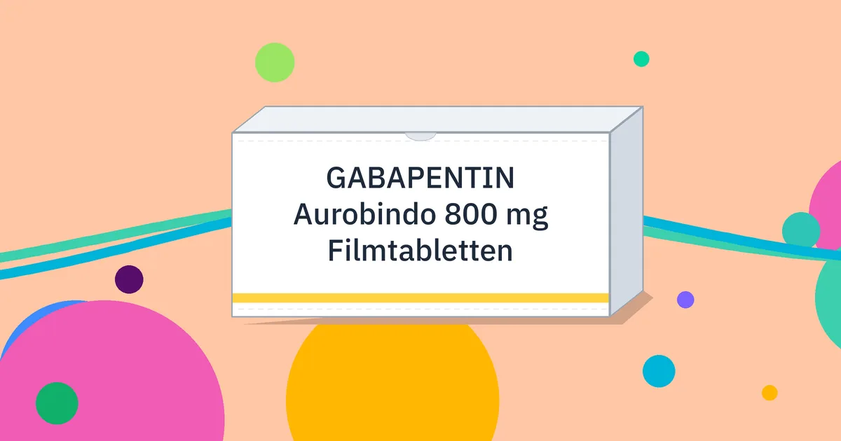 Symbolbild: Packung mit der Aufschrift GABAPENTIN Aurobindo 800 mg Filmtabletten (PZN 18821890) – Verfügbarkeit und Bezug in Apotheken in Frankfurt am Main