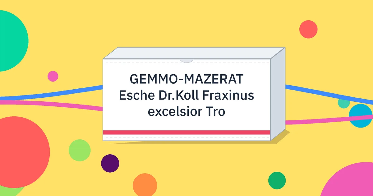 Symbolbild: Packung mit der Aufschrift GEMMO-MAZERAT Esche Dr.Koll Fraxinus excelsior Tro (PZN 20059900) – Verfügbarkeit und Bezug in Apotheken in Frankfurt am Main