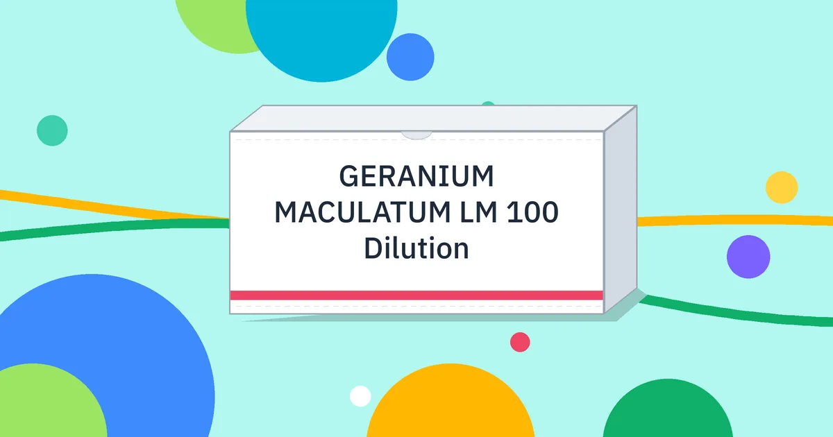 Symbolbild: Packung mit der Aufschrift GERANIUM MACULATUM LM 100 Dilution (PZN 12876973) – Verfügbarkeit und Bezug in Apotheken in Frankfurt am Main