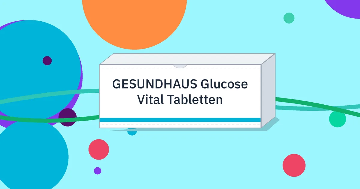 Symbolbild: Packung mit der Aufschrift GESUNDHAUS Glucose Vital Tabletten (PZN 10797554) – Verfügbarkeit und Bezug in Apotheken in Frankfurt am Main
