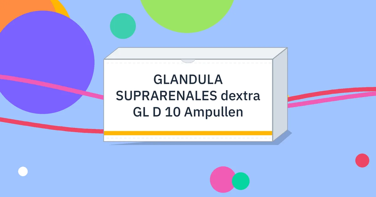 Symbolbild: Packung mit der Aufschrift GLANDULA SUPRARENALES dextra GL D 10 Ampullen (PZN 02877233) – Verfügbarkeit und Bezug in Apotheken in Frankfurt am Main