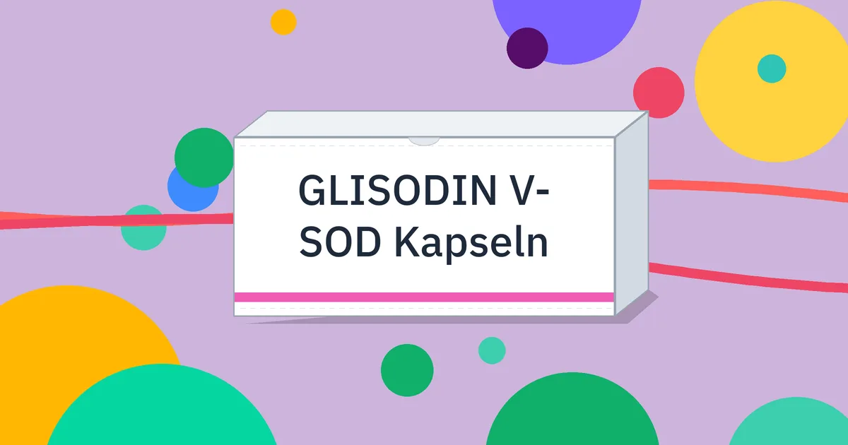 Symbolbild: Packung mit der Aufschrift GLISODIN V-SOD Kapseln (PZN 19399795) – Verfügbarkeit und Bezug in Apotheken in Frankfurt am Main