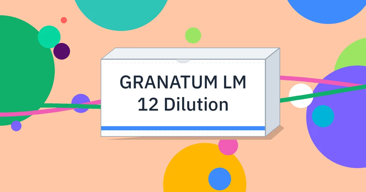 Symbolbild: Packung mit der Aufschrift GRANATUM LM 12 Dilution (PZN 13546031) – Verfügbarkeit und Bezug in Apotheken in Frankfurt am Main
