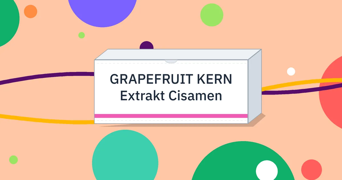 Symbolbild: Packung mit der Aufschrift GRAPEFRUIT KERN Extrakt Cisamen (PZN 08798434) – Verfügbarkeit und Bezug in Apotheken in Frankfurt am Main