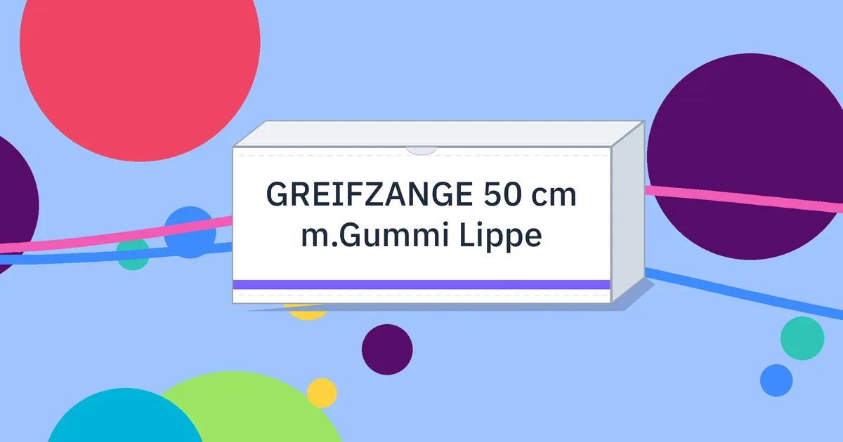 Symbolbild: Packung mit der Aufschrift GREIFZANGE 50 cm m.Gummi Lippe (PZN 01046398) – Verfügbarkeit und Bezug in Apotheken in Frankfurt am Main