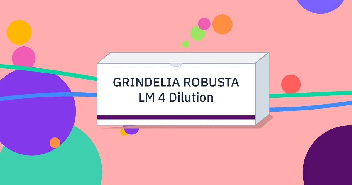 Symbolbild: Packung mit der Aufschrift GRINDELIA ROBUSTA LM 4 Dilution (PZN 13546887) – Verfügbarkeit und Bezug in Apotheken in Frankfurt am Main