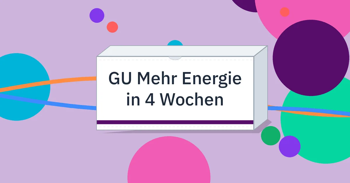 Symbolbild: Packung mit der Aufschrift GU Mehr Energie in 4 Wochen (PZN 18738628) – Verfügbarkeit und Bezug in Apotheken in Frankfurt am Main