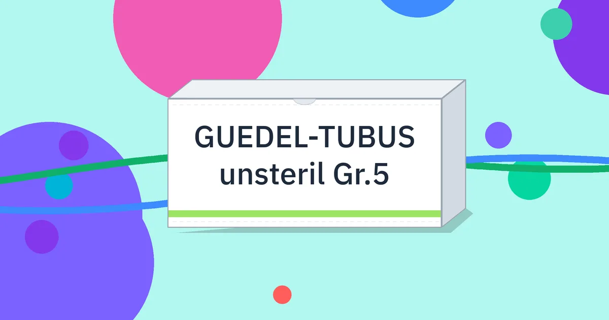 Symbolbild: Packung mit der Aufschrift GUEDEL-TUBUS unsteril Gr.5 (PZN 13832989) – Verfügbarkeit und Bezug in Apotheken in Frankfurt am Main