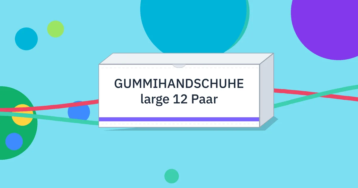 Symbolbild: Packung mit der Aufschrift GUMMIHANDSCHUHE large 12 Paar (PZN 01537386) – Verfügbarkeit und Bezug in Apotheken in Frankfurt am Main