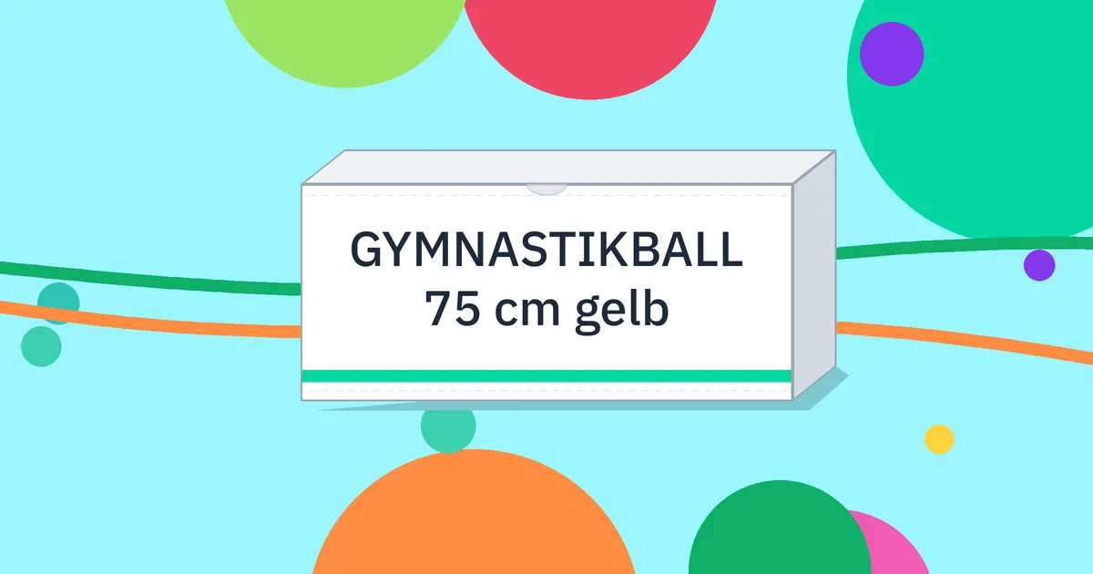 Symbolbild: Packung mit der Aufschrift GYMNASTIKBALL 75 cm gelb (PZN 08454249) – Verfügbarkeit und Bezug in Apotheken in Frankfurt am Main