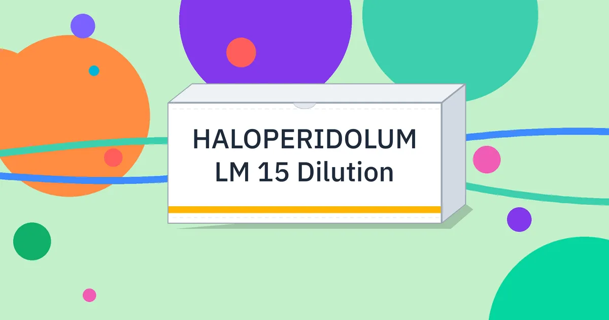 Symbolbild: Packung mit der Aufschrift HALOPERIDOLUM LM 15 Dilution (PZN 12883542) – Verfügbarkeit und Bezug in Apotheken in Frankfurt am Main