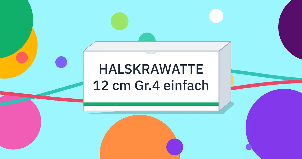 Symbolbild: Packung mit der Aufschrift HALSKRAWATTE 12 cm Gr.4 einfach (PZN 02439183) – Verfügbarkeit und Bezug in Apotheken in Frankfurt am Main