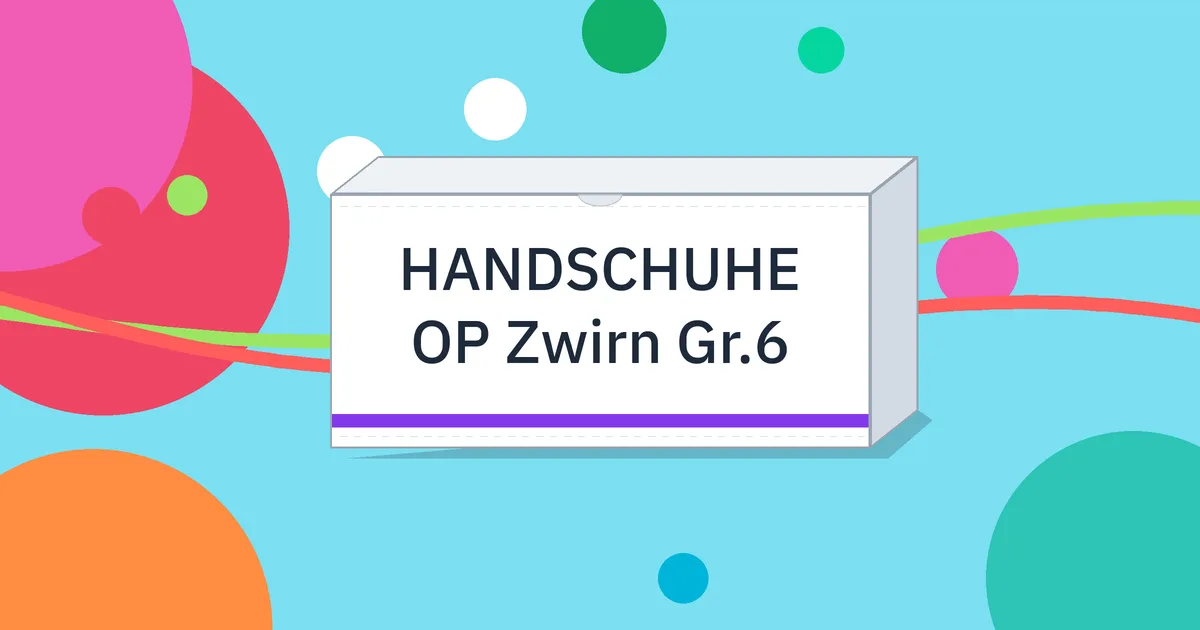 Symbolbild: Packung mit der Aufschrift HANDSCHUHE OP Zwirn Gr.6 (PZN 01727862) – Verfügbarkeit und Bezug in Apotheken in Frankfurt am Main