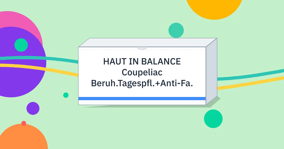 Symbolbild: Packung mit der Aufschrift HAUT IN BALANCE Coupeliac Beruh.Tagespfl.+Anti-Fa. (PZN 07223513) – Verfügbarkeit und Bezug in Apotheken in Frankfurt am Main