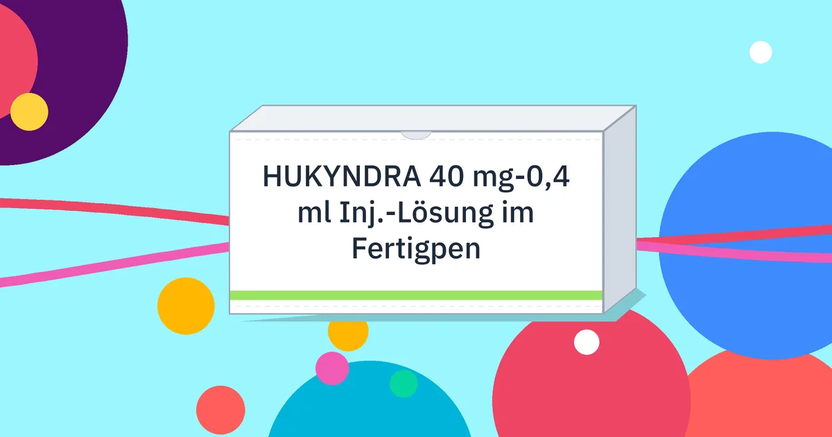 Symbolbild: Packung mit der Aufschrift HUKYNDRA 40 mg-0,4 ml Inj.-Lösung im Fertigpen (PZN 19370923) – Verfügbarkeit und Bezug in Apotheken in Frankfurt am Main