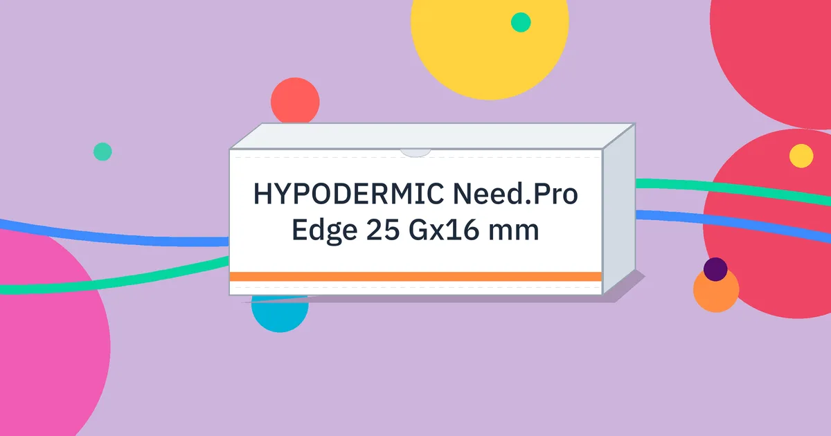 Symbolbild: Packung mit der Aufschrift HYPODERMIC Need.Pro Edge 25 Gx16 mm (PZN 06402998) – Verfügbarkeit und Bezug in Apotheken in Frankfurt am Main
