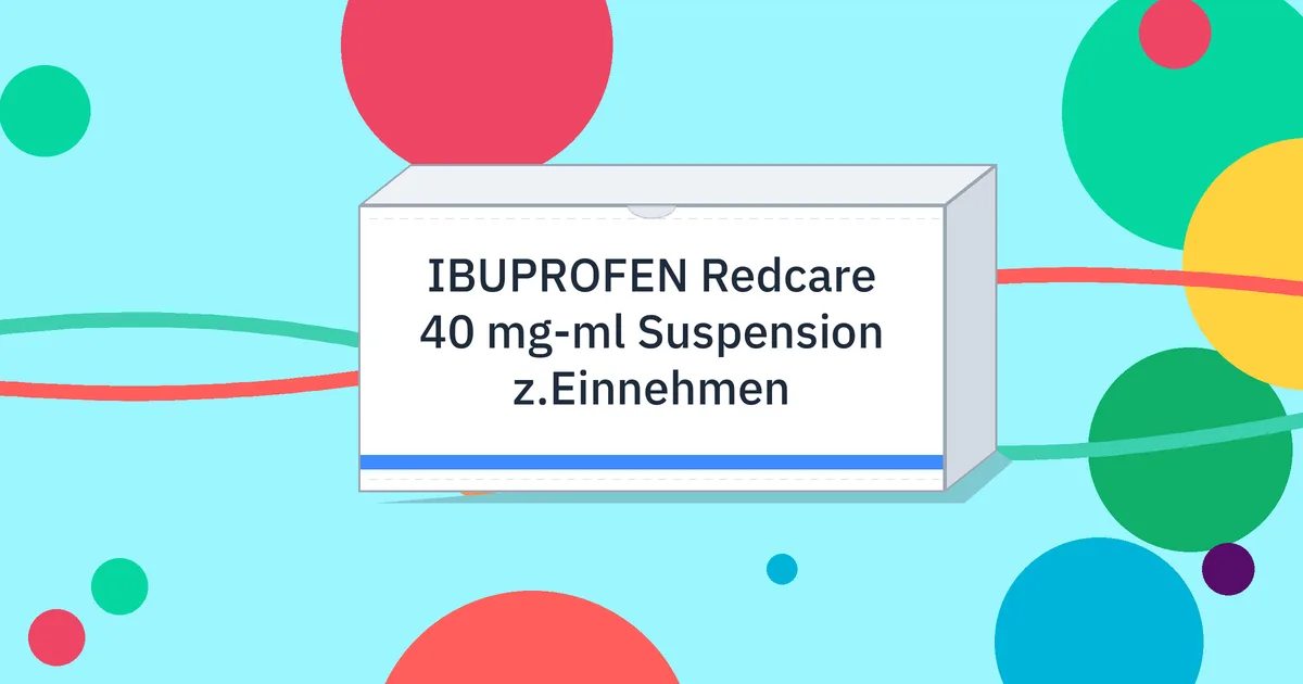 Symbolbild: Packung mit der Aufschrift IBUPROFEN Redcare 40 mg-ml Suspension z.Einnehmen (PZN 20467970) – Verfügbarkeit und Bezug in Apotheken in Frankfurt am Main