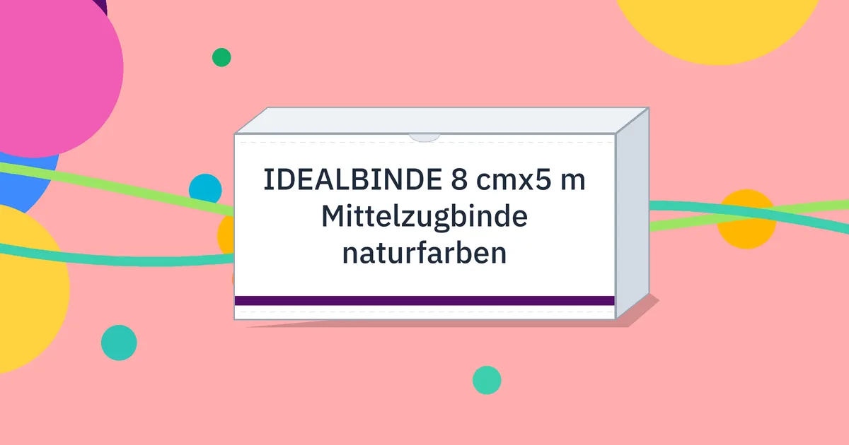 Symbolbild: Packung mit der Aufschrift IDEALBINDE 8 cmx5 m Mittelzugbinde naturfarben (PZN 12775396) – Verfügbarkeit und Bezug in Apotheken in Frankfurt am Main