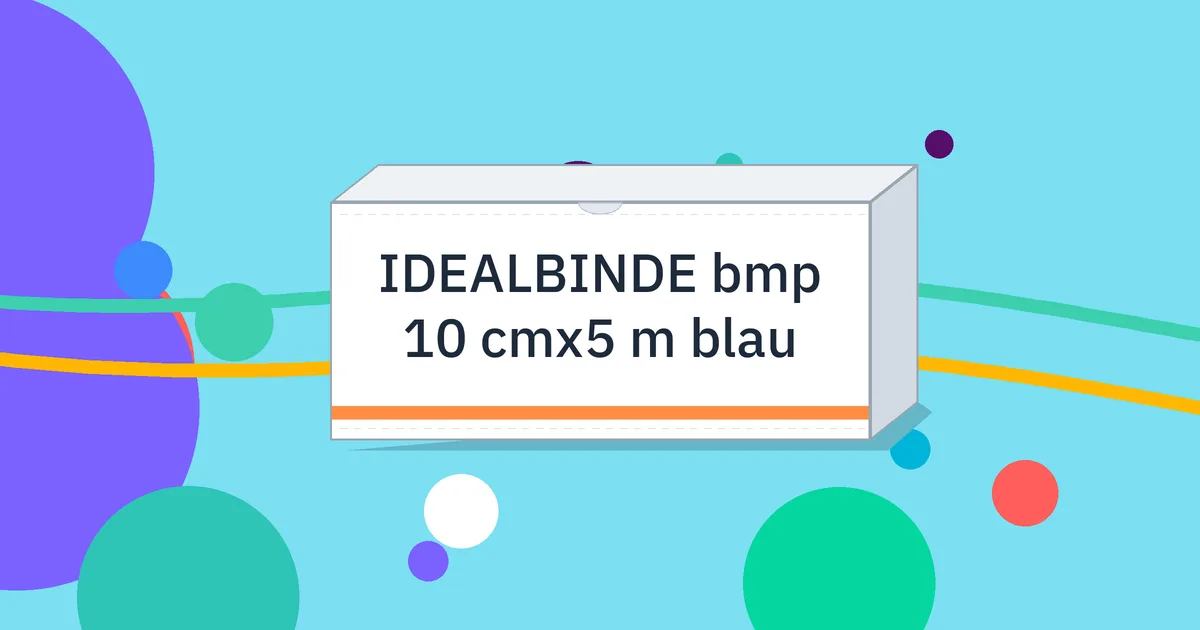 Symbolbild: Packung mit der Aufschrift IDEALBINDE bmp 10 cmx5 m blau (PZN 16783932) – Verfügbarkeit und Bezug in Apotheken in Frankfurt am Main