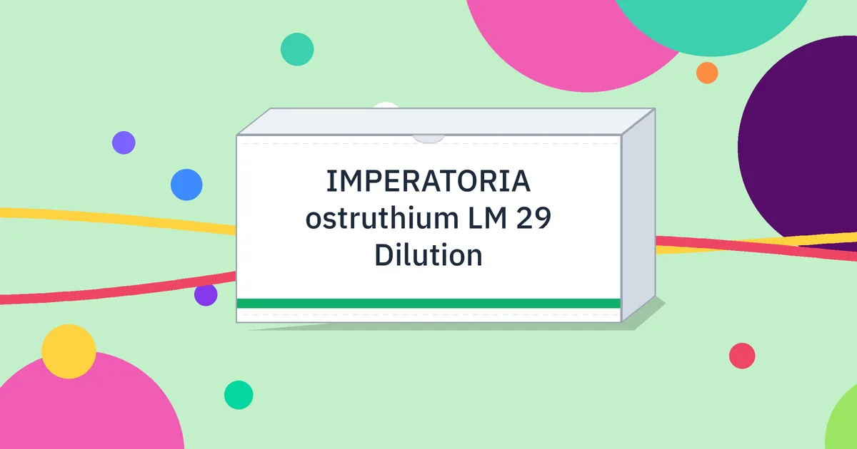 Symbolbild: Packung mit der Aufschrift IMPERATORIA ostruthium LM 29 Dilution (PZN 13559269) – Verfügbarkeit und Bezug in Apotheken in Frankfurt am Main