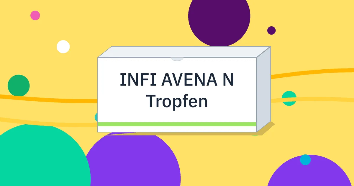 Symbolbild: Packung mit der Aufschrift INFI AVENA N Tropfen (PZN 06689936) – Verfügbarkeit und Bezug in Apotheken in Frankfurt am Main