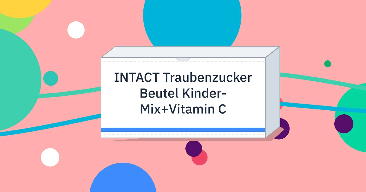 Symbolbild: Packung mit der Aufschrift INTACT Traubenzucker Beutel Kinder-Mix+Vitamin C (PZN 18720657) – Verfügbarkeit und Bezug in Apotheken in Frankfurt am Main