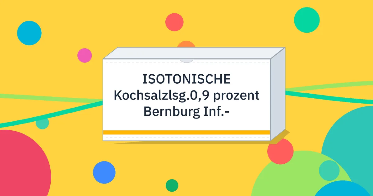 Symbolbild: Packung mit der Aufschrift ISOTONISCHE Kochsalzlsg.0,9 prozent Bernburg Inf.- (PZN 04101560) – Verfügbarkeit und Bezug in Apotheken in Frankfurt am Main