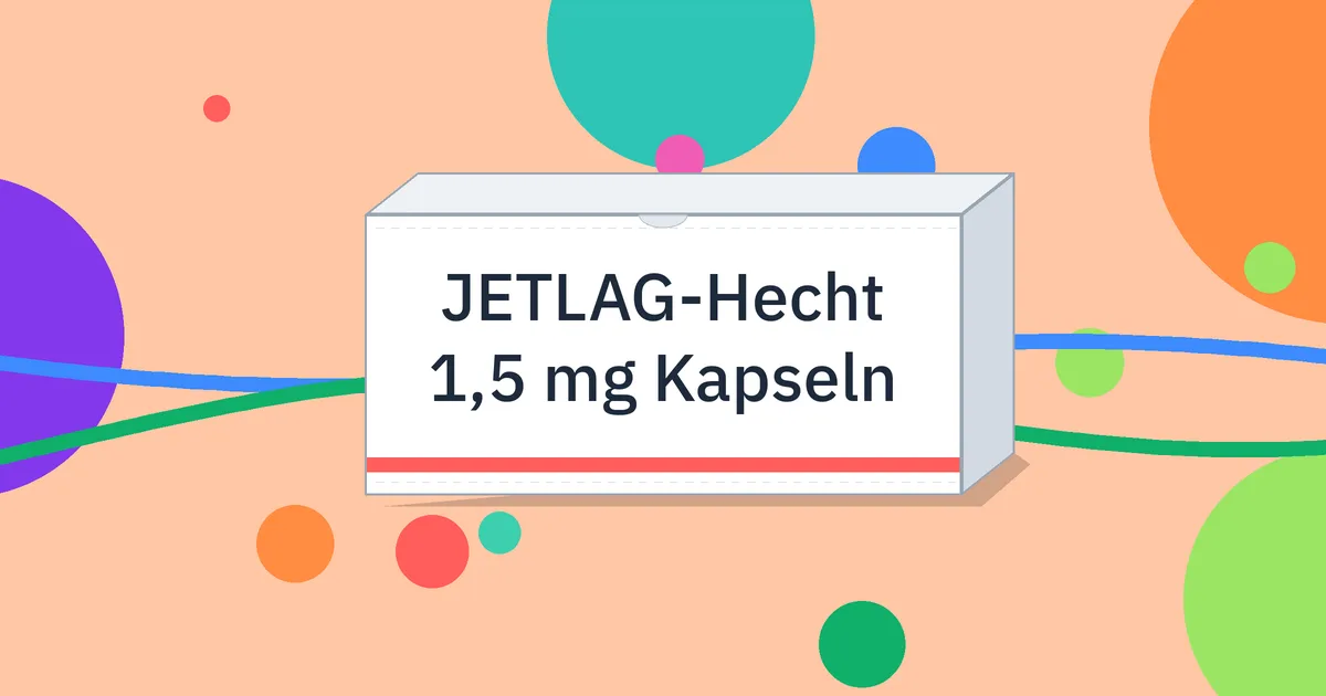 Symbolbild: Packung mit der Aufschrift JETLAG-Hecht 1,5 mg Kapseln (PZN 09919288) – Verfügbarkeit und Bezug in Apotheken in Frankfurt am Main