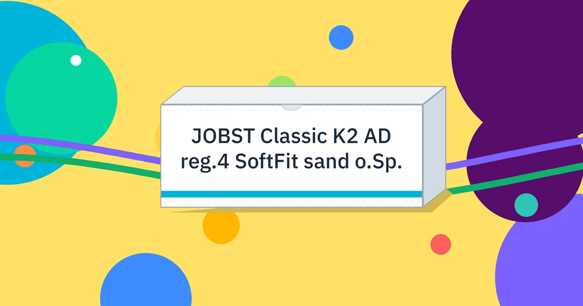 Symbolbild: Packung mit der Aufschrift JOBST Classic K2 AD reg.4 SoftFit sand o.Sp. (PZN 14221868) – Verfügbarkeit und Bezug in Apotheken in Frankfurt am Main