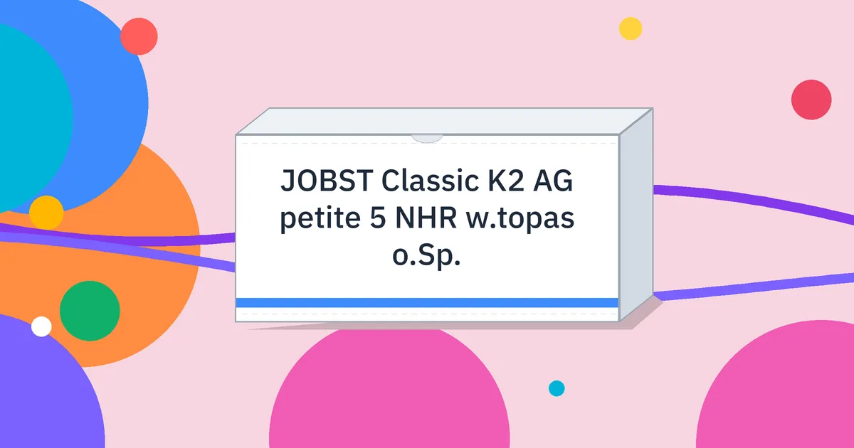 Symbolbild: Packung mit der Aufschrift JOBST Classic K2 AG petite 5 NHR w.topas o.Sp. (PZN 13063427) – Verfügbarkeit und Bezug in Apotheken in Frankfurt am Main