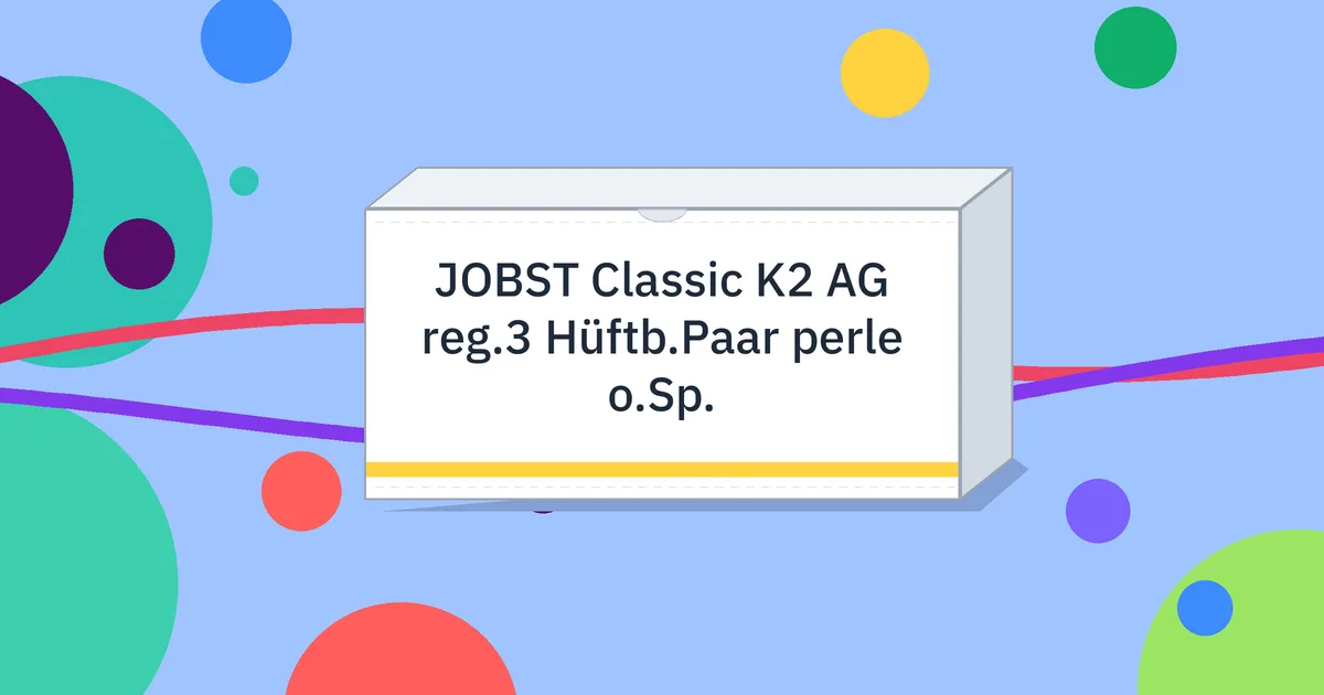 Symbolbild: Packung mit der Aufschrift JOBST Classic K2 AG reg.3 Hüftb.Paar perle o.Sp. (PZN 13066696) – Verfügbarkeit und Bezug in Apotheken in Frankfurt am Main
